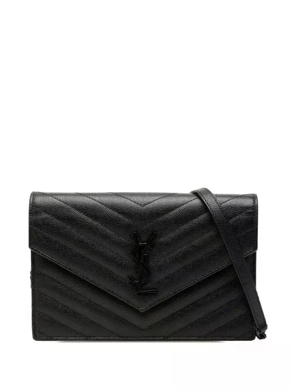 Saint Laurent 2020 Grain De Poudre Cassandre Monochrome Envelope Chain Wallet Crossbody Bag
