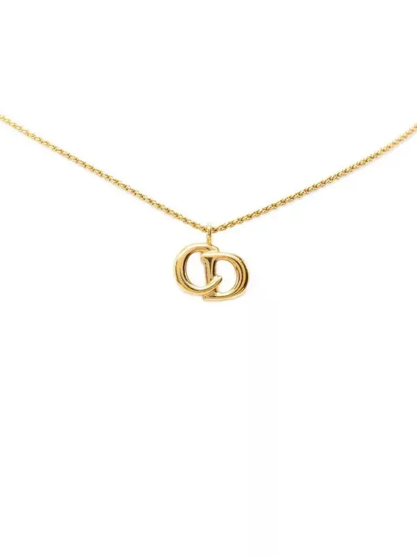 Dior 20th Century Plated Cd Logo Pendant Necklace Costume Necklace - Gold