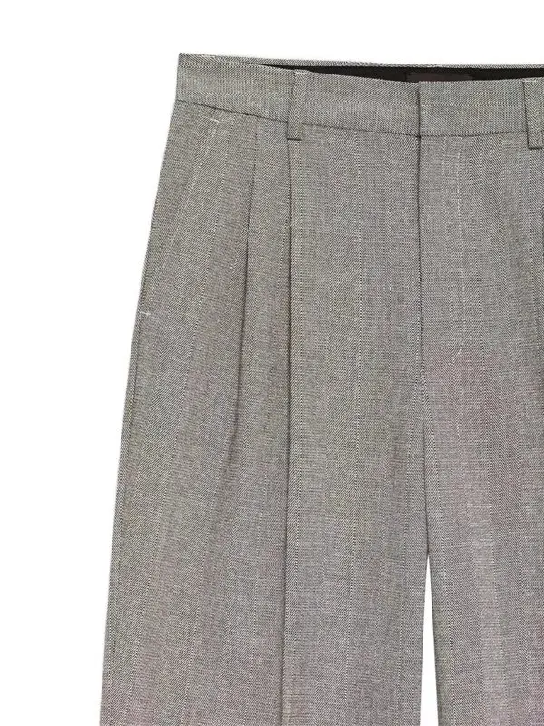 ANINE BING Herringbone-pattern Pleated Trousers