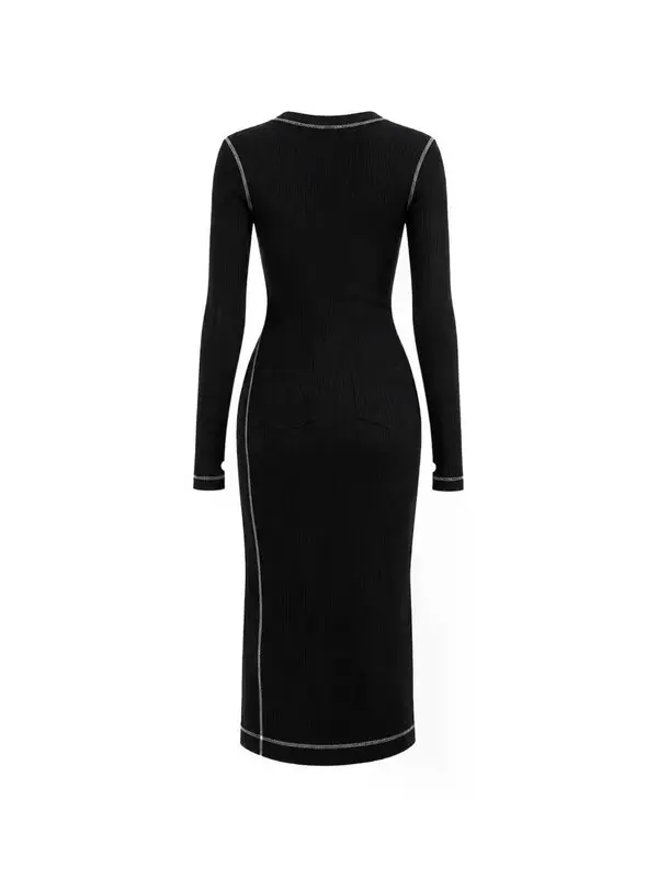 Moschino Ribbed-knit Contrast-stitch Midi Dress