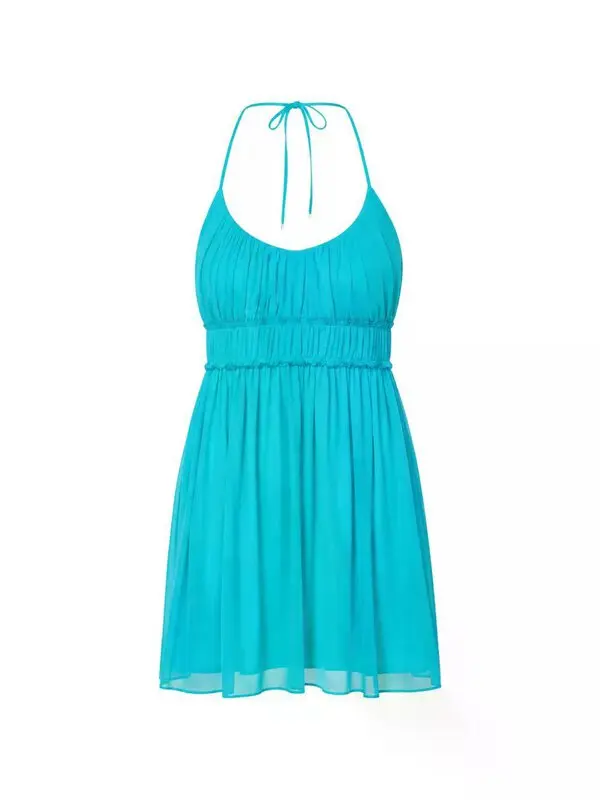 Patrizia Pepe Ruched Halterneck Mini Dress - Blue