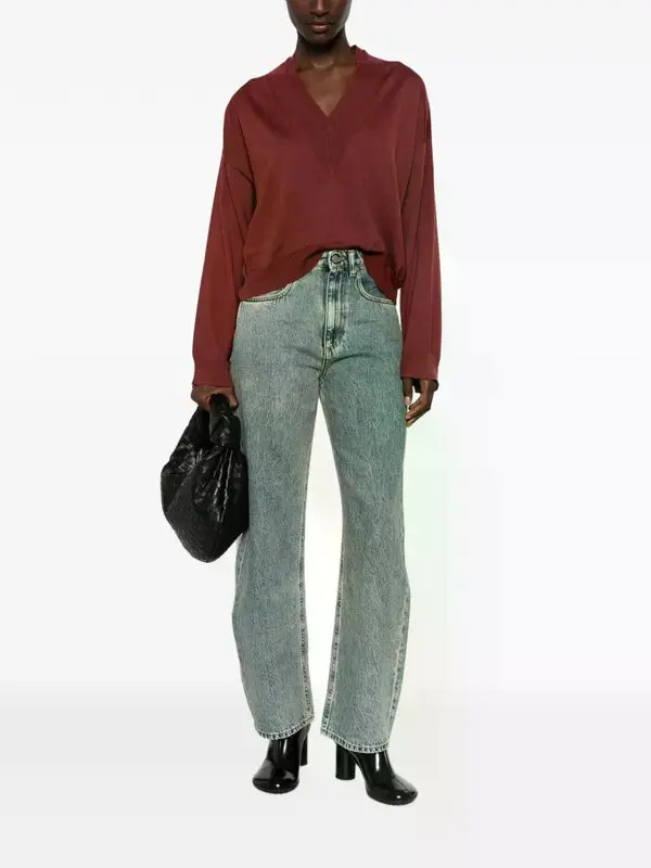 Erika Cavallini V-neck Long-sleeve Sweater - Red