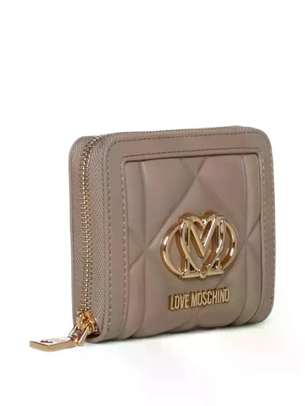 Moschino Quilted Logo-plaque Wallet - Neutrals