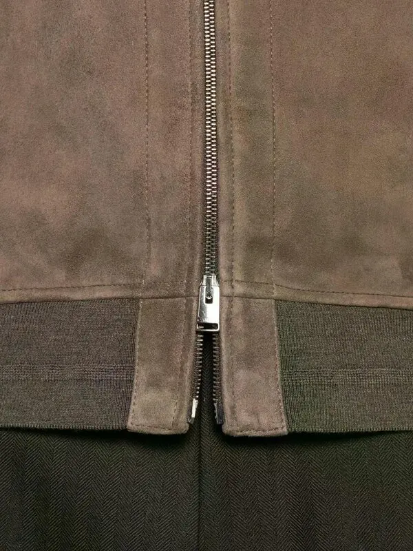 Canali Suede Zip-up Jacket - Brown