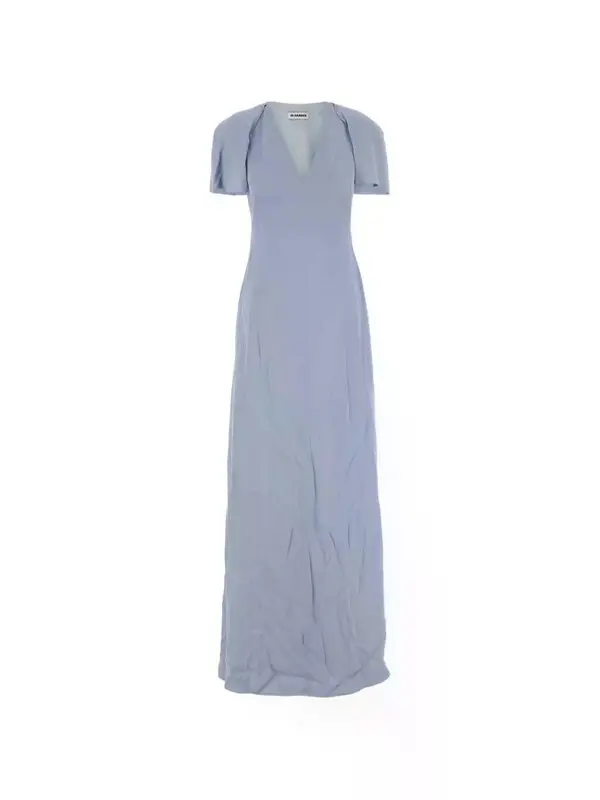 JIL SANDER Ruffled V-neck Maxi Dress - Blue