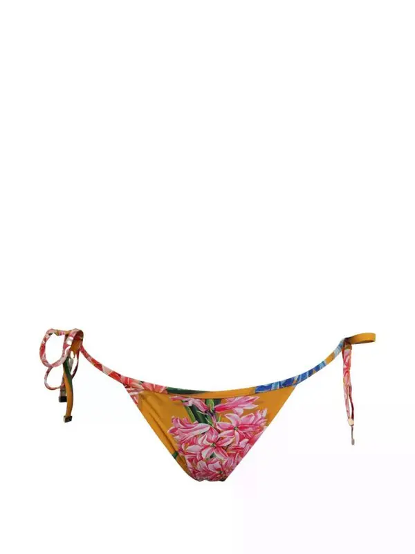 Dolce & Gabbana Floral-print Tie-side Bikini Bottom - Yellow
