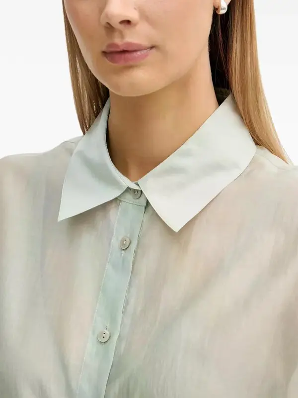 BENETTON Sheer Wide-sleeve Shirt - Green