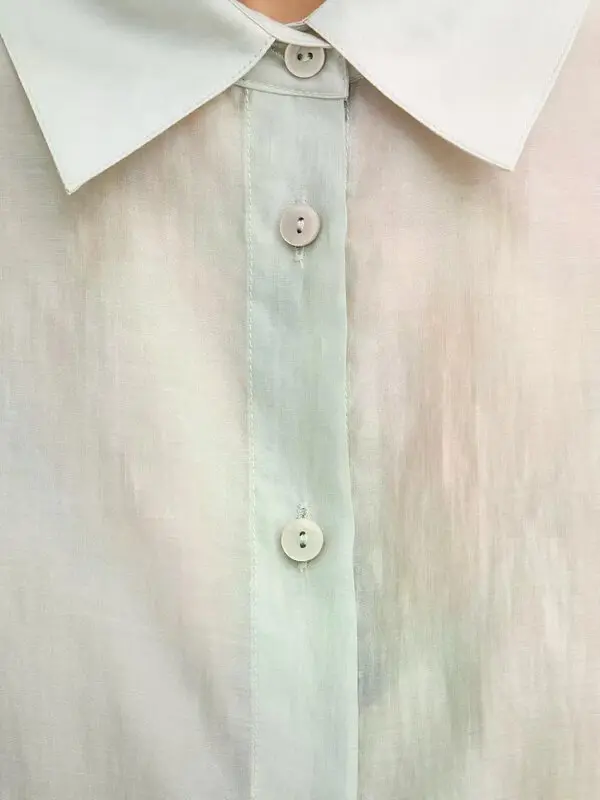 BENETTON Sheer Wide-sleeve Shirt - Green