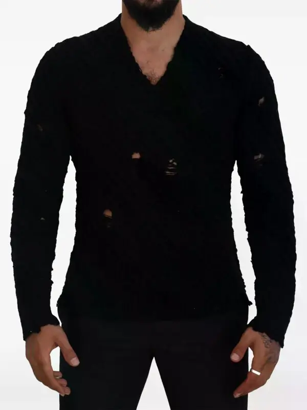 Dolce & Gabbana Distressed Cable-knit Sweater