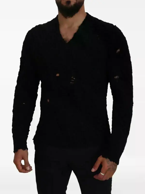 Dolce & Gabbana Distressed Cable-knit Sweater