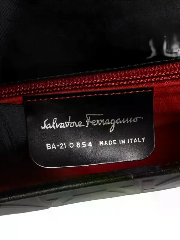 FERRAGAMO Gancini Calf Leather Shoulder Bag - Black