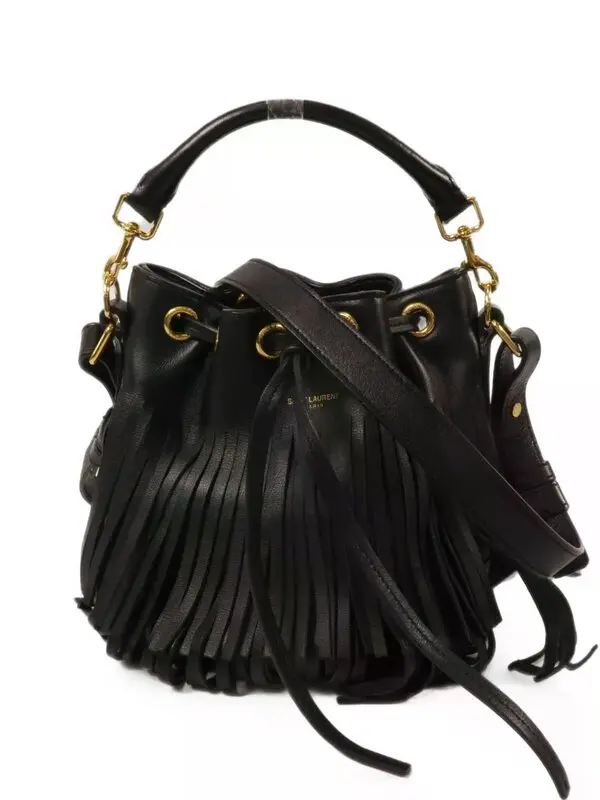 Saint Laurent Emmandle Fringed Bucket Bag - Black