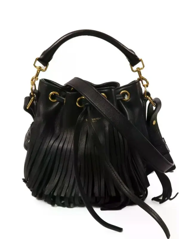 Saint Laurent Emmandle Fringed Bucket Bag - Black