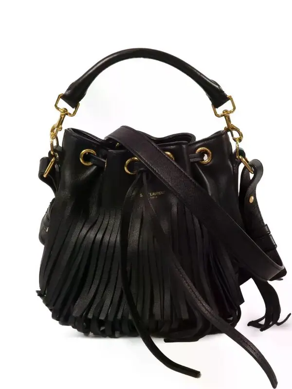 Saint Laurent Emmandle Fringed Bucket Bag - Black