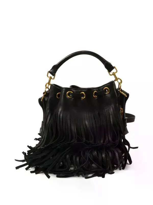 Saint Laurent Emmandle Fringed Bucket Bag - Black