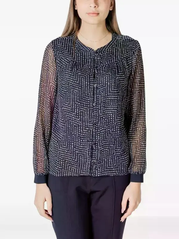 STREET ONE Geometric-print Long-sleeve Blouse