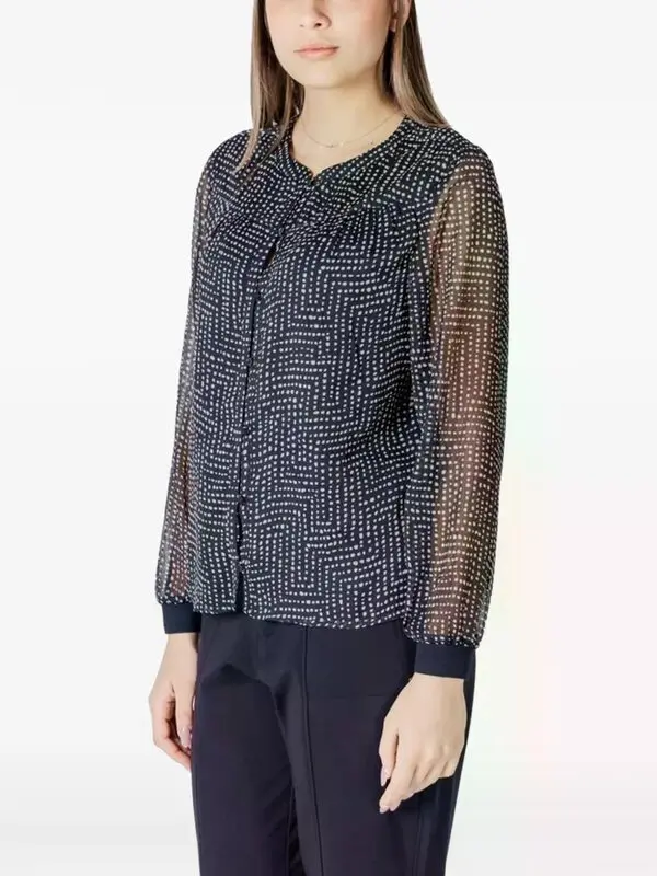 STREET ONE Geometric-print Long-sleeve Blouse