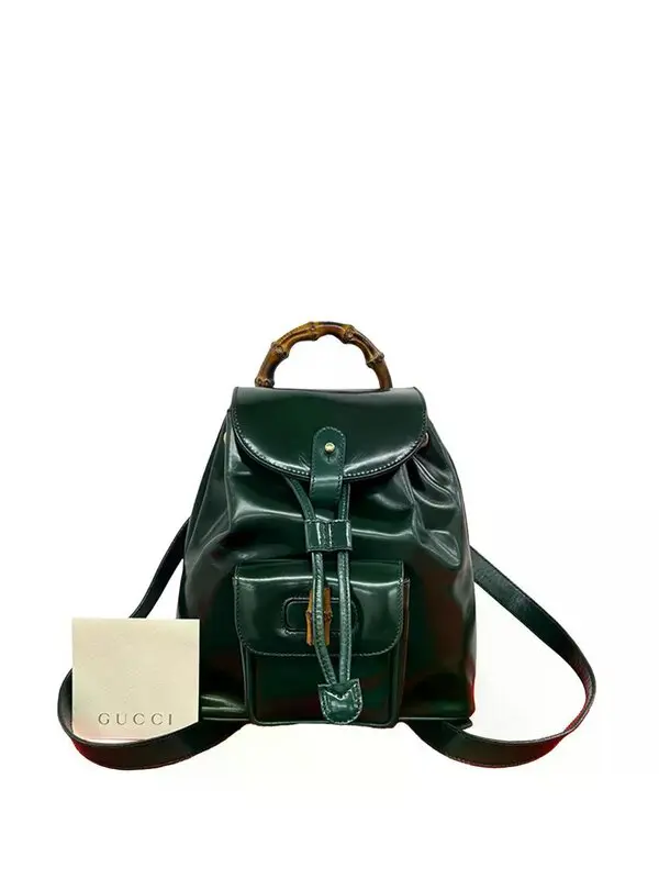 Gucci 20th Century Patent Bamboo Drawstring Backpack
