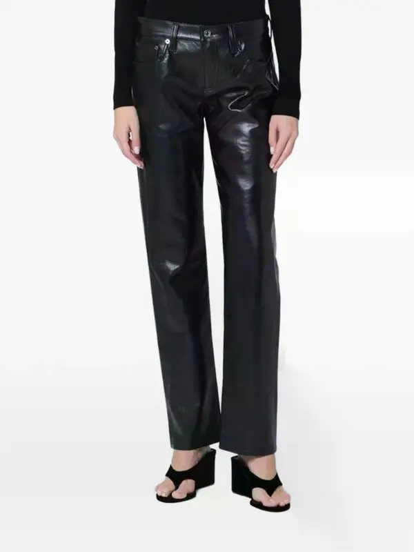 AGOLDE Straight-leg Leather Trousers - Black