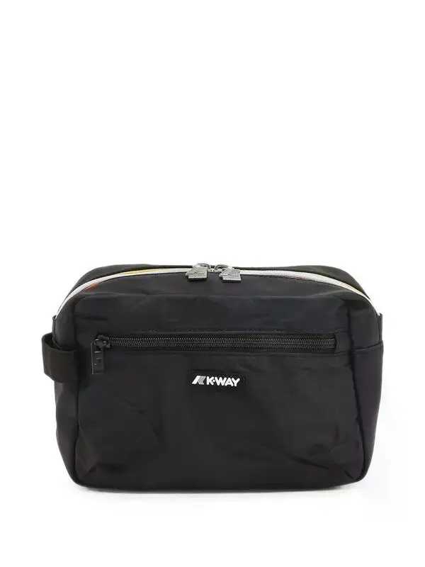 K-WAY Small Demu Logo-patch Wash Bag - Black
