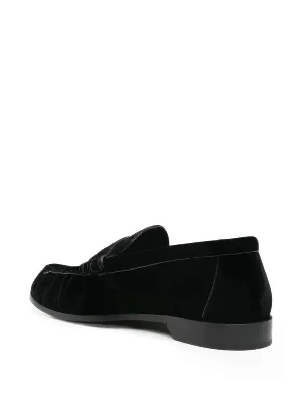 Saint Laurent Velvet Logo-plaque Loafers - Black
