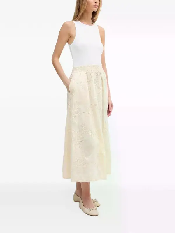 BENETTON Floral-embroidered Sleeveless Midi Dress - Neutrals
