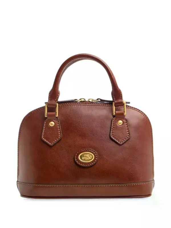 THE BRIDGE Logo-plaque Leather Tote Bag - Brown