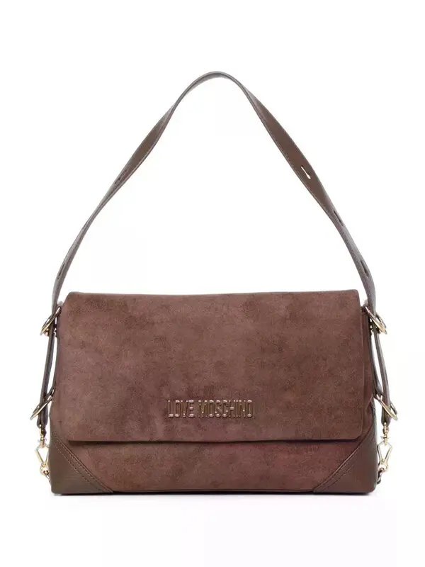 Moschino Logo-plaque Suede-effect Shoulder Bag