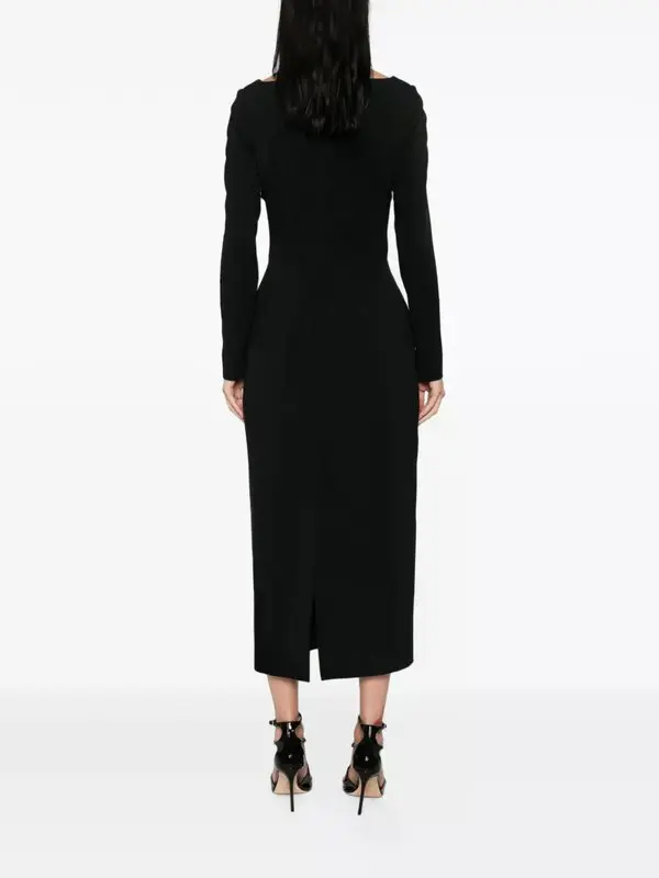 Elie Saab Cady Lace-trim Draped-detail Midi Dress - Black