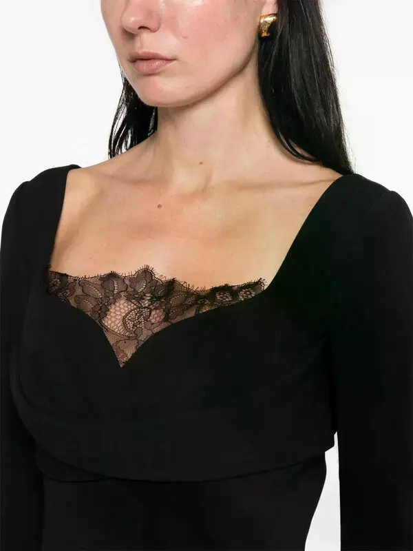 Elie Saab Cady Lace-trim Draped-detail Midi Dress