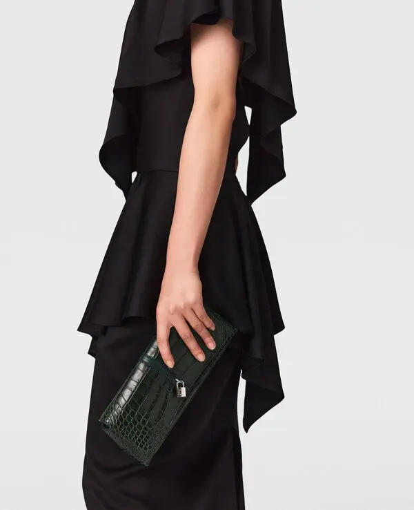 Stella McCartney Ryder Croc-embossed Pochette Shoulder Bag
