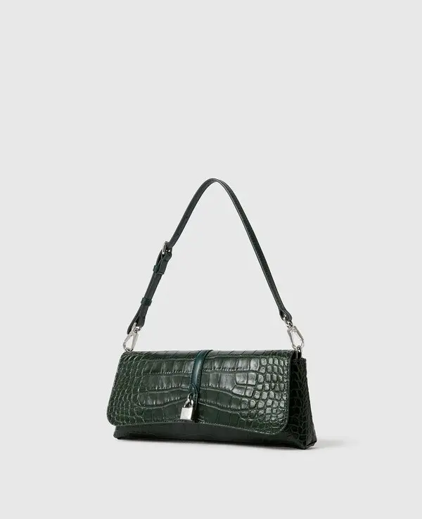 Stella McCartney Ryder Croc-embossed Pochette Shoulder Bag