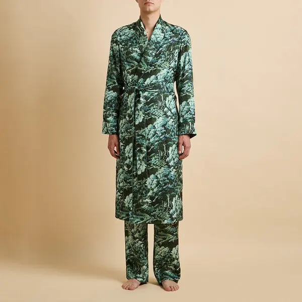 Olivia Von Halle Mescal Linden Forest Robe - Green