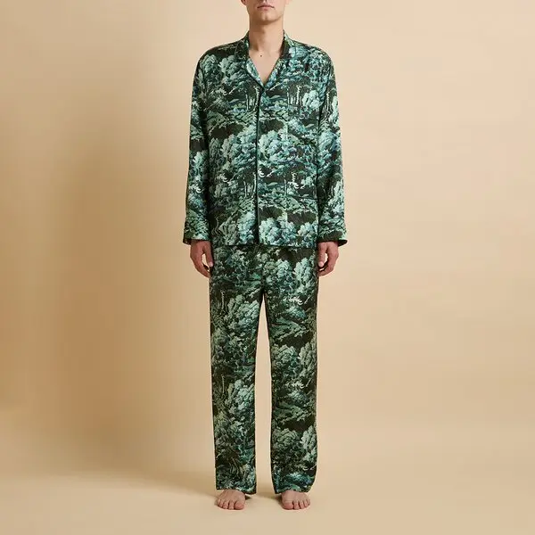 Olivia Von Halle Laurent Linden Forest Pajamas - Green