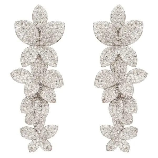 LATELITA Silver / White Cherry Blossom Drop Earrings White Silver