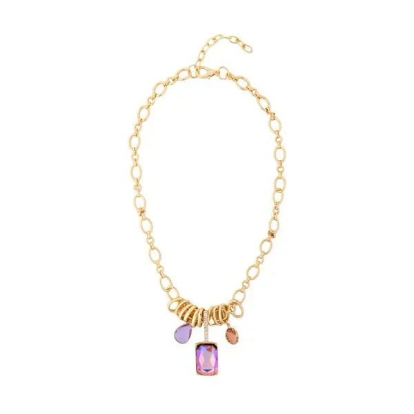 Saachi Jewel Charm Link Necklace - Pink