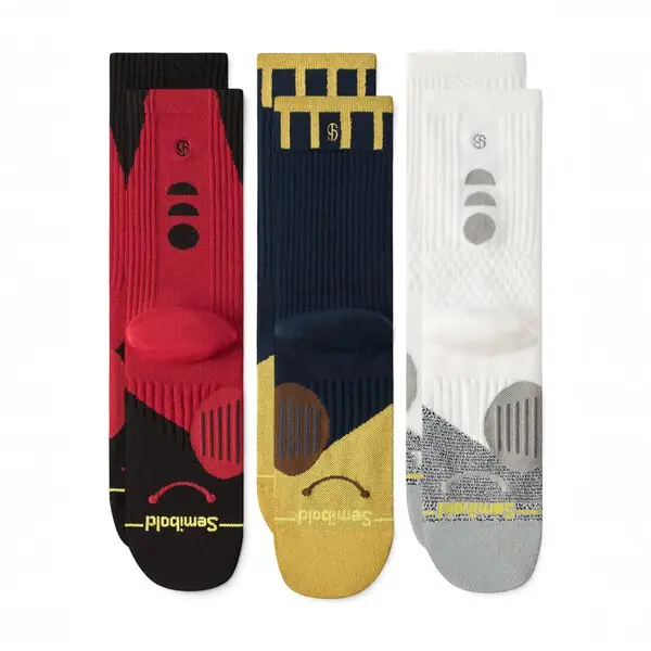 SEMIBOLD Red / White / Blue Funny Performance Crew Socks Three-pack