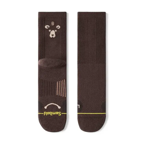SEMIBOLD Merino Wool Hiking Crew Socks Royal Sakura Humble Bear