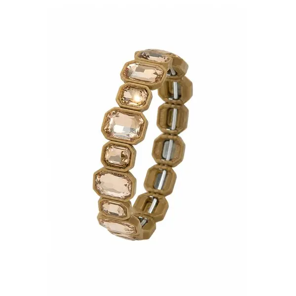 Saachi Emerald Cut Crystal Stretch Bracelet - Brown