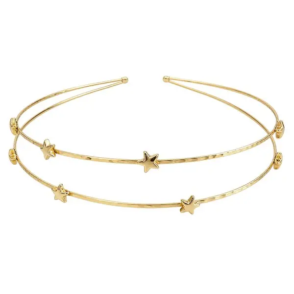 RARE MATTERS JEWELRY Celestial Star Double Wire Headband Semi Matte - Gold