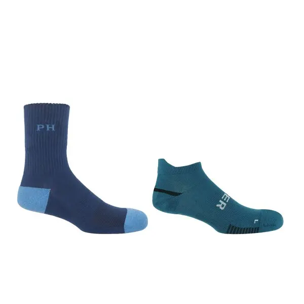 PEPER HAROW - MADE IN ENGLAND Reversible Luxury Sports & Aero Trainer Gym Socks Bundle - Blue