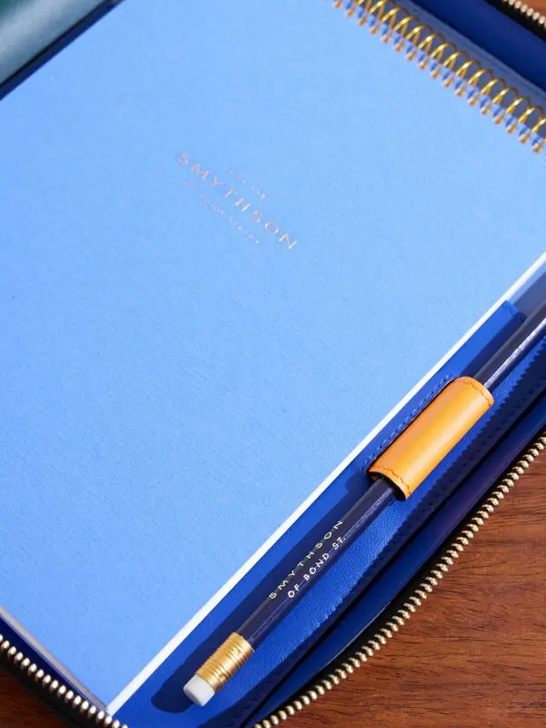 Smythson Panama Cross-grain Leather Artist Folio Stationary Set - Blue
