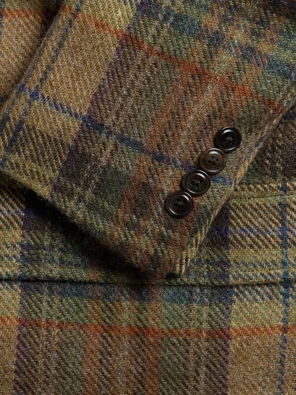 Polo Ralph Lauren Suede-trimmed Checked Wool Blazer
