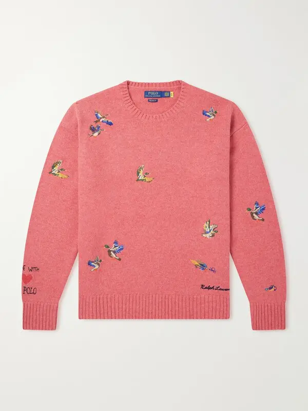 Polo Ralph Lauren Embroidered Wool And Alpaca-blend Sweater