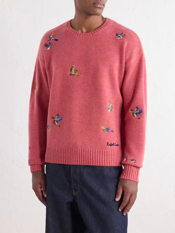 Polo Ralph Lauren Embroidered Wool And Alpaca-blend Sweater