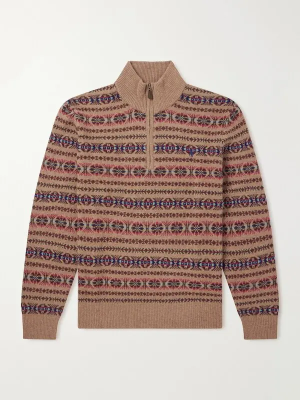 Polo Ralph Lauren Logo-embroidered Wool Half-zip Sweater - Brown