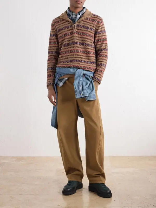Polo Ralph Lauren Logo-embroidered Wool Half-zip Sweater - Brown