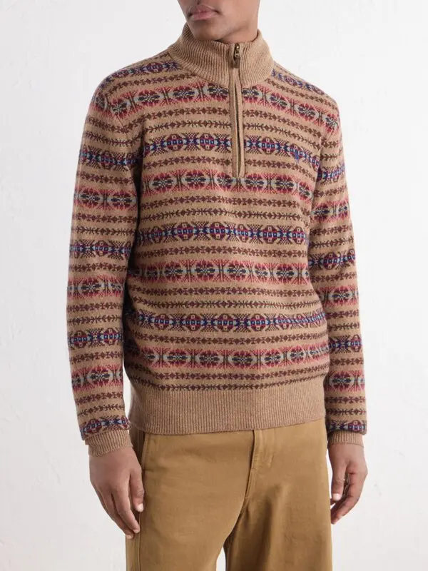 Polo Ralph Lauren Logo-embroidered Wool Half-zip Sweater - Brown