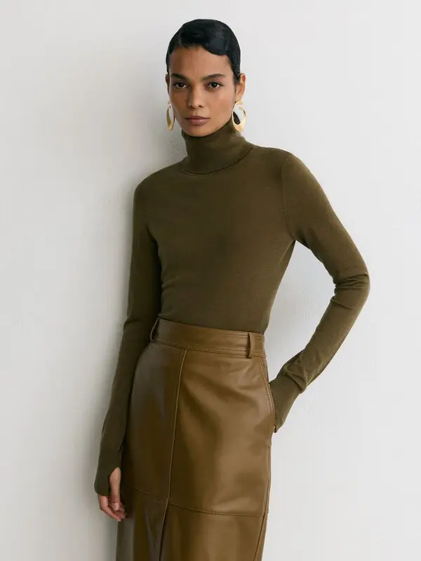 REISS Edina Merino Wool Roll-neck Jumper