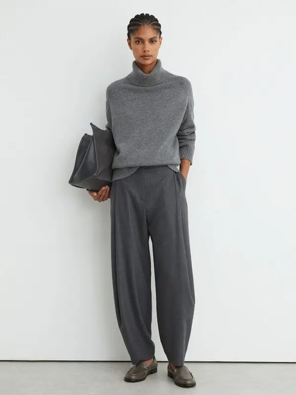 REISS Harriet Wool-cashmere Roll-neck Jumper - Grey